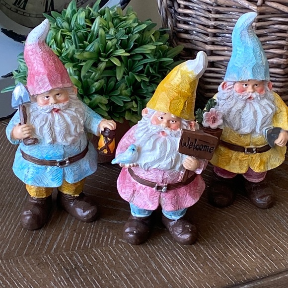 Accents | Modern Farmhouse Rustic Garden Gnome Statue Set Of 3 Euc ...